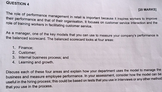 Solved QUESTION 4[20 ﻿MARKS]The role of performance | Chegg.com
