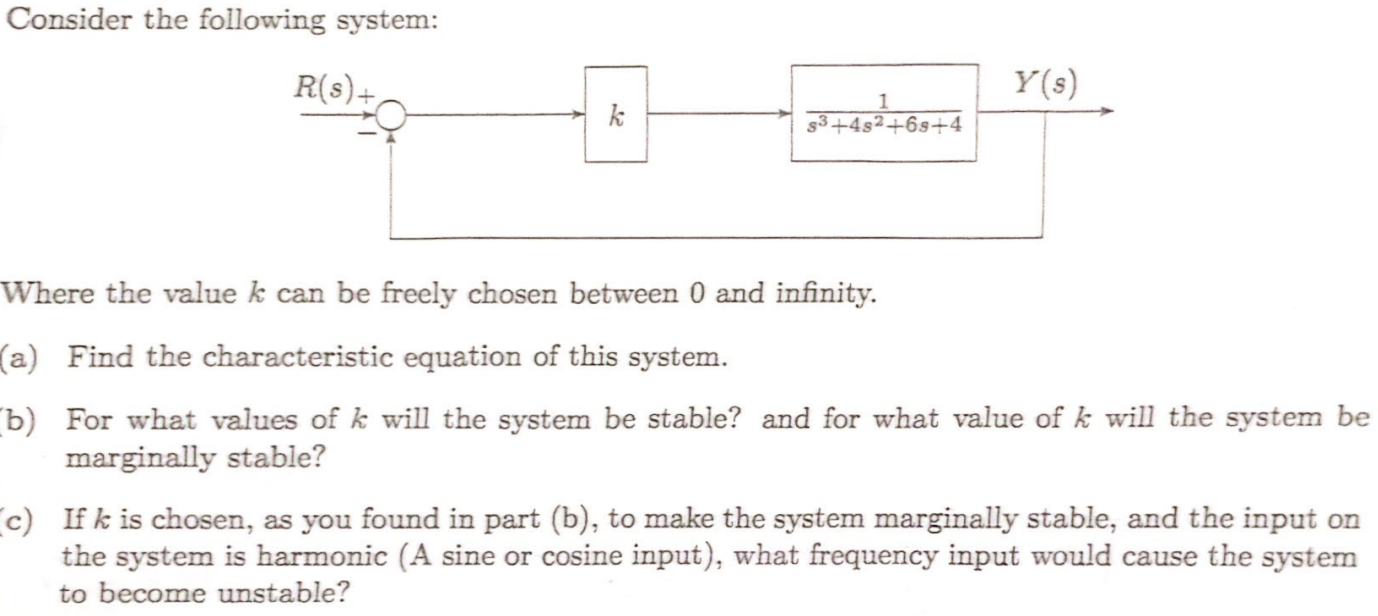 Solved Consider the following system:Where the value k ﻿can | Chegg.com