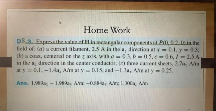 Solved D8.1. Given the following values for P1,P2, and | Chegg.com