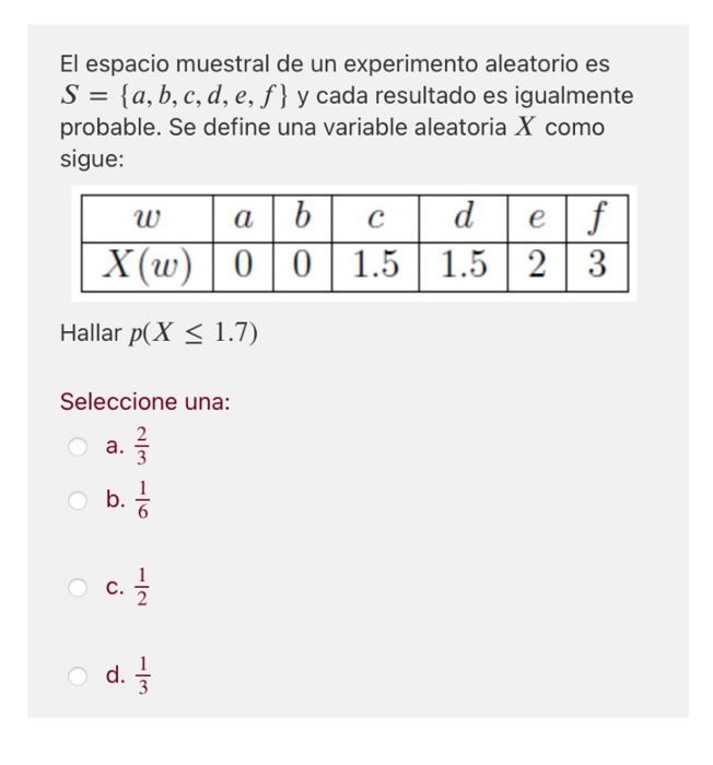 Solved El espacio muestral de un experimento aleatorio es S | Chegg.com