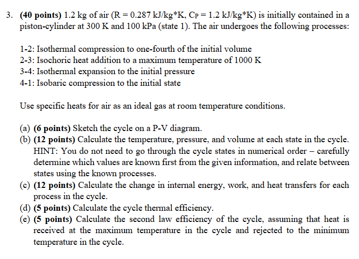 Solved 3. ( 40 ﻿points) 1.2 ﻿kg of air | Chegg.com