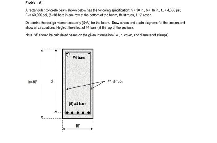 Solved Problem #1 A rectangular concrete beam shown below | Chegg.com
