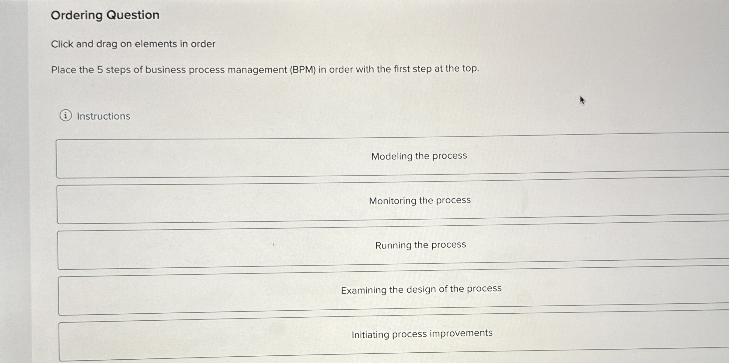 Solved Ordering QuestionClick and drag on elements in | Chegg.com