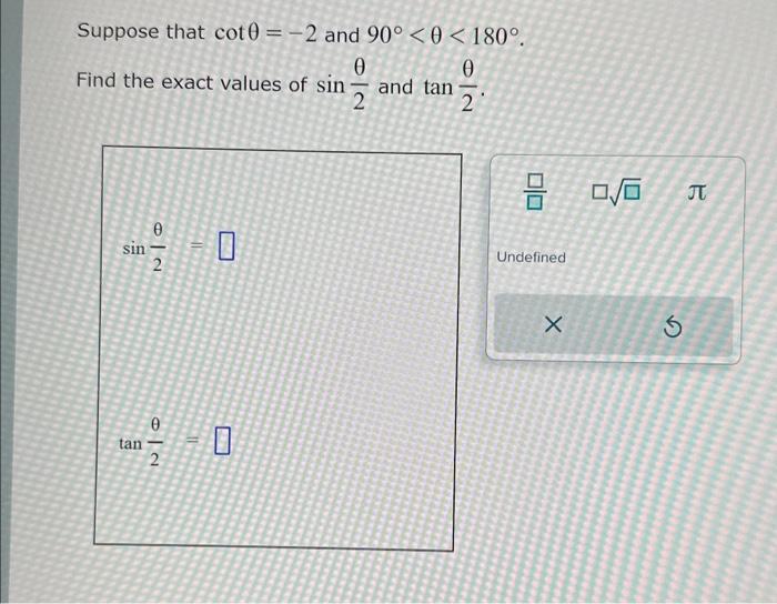 Solved Suppose that cotθ=−2 and 90∘