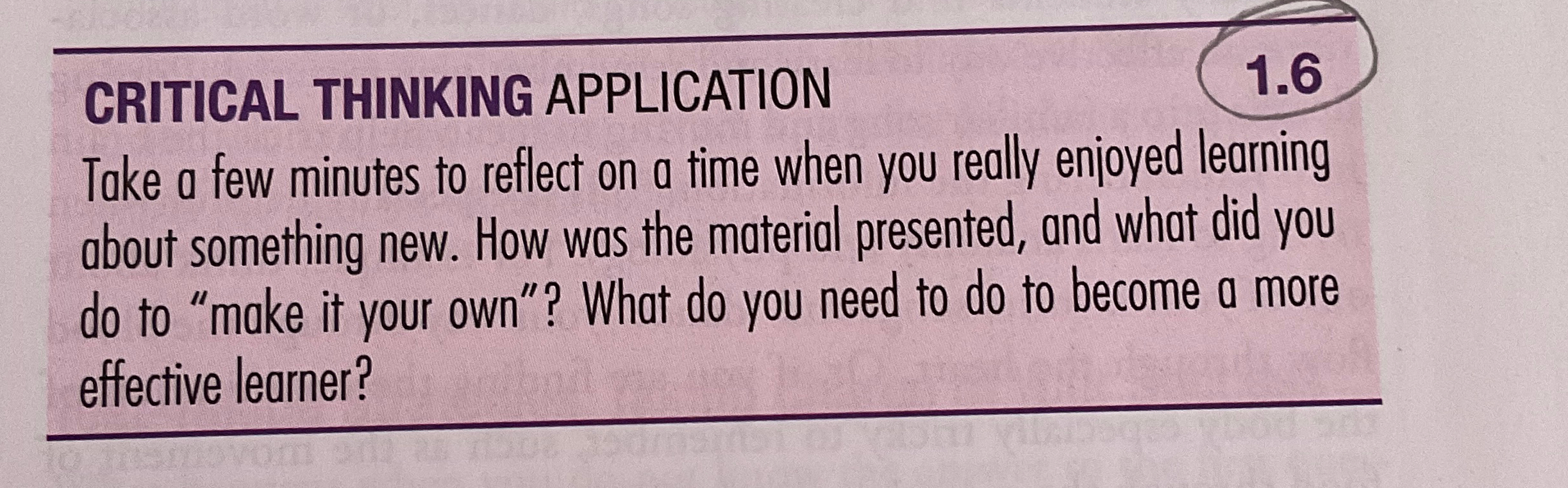 Solved CRITICAL THINKING APPLICATION1.6Take a few minutes to | Chegg.com
