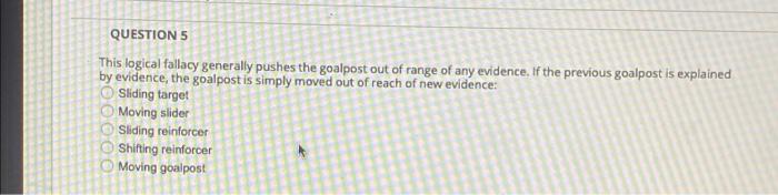 Solved QUESTIONS This logical fallacy generally pushes the | Chegg.com
