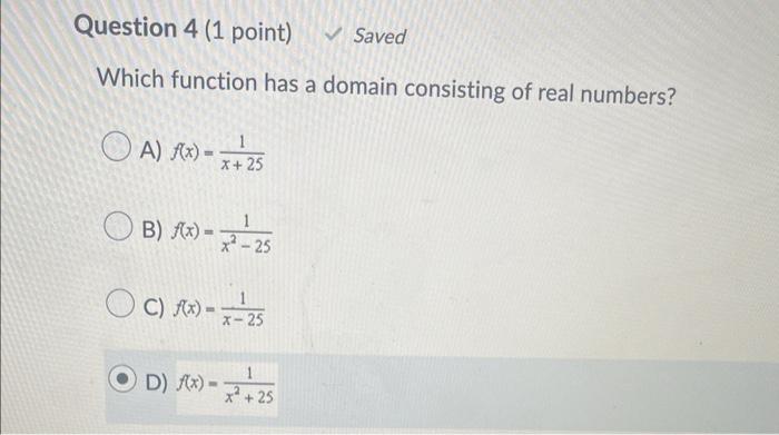 Solved Which function has a domain consisting of real | Chegg.com