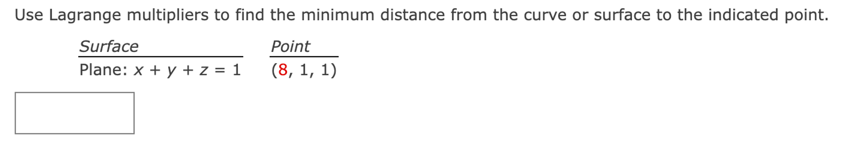 Solved Use Lagrange multipliers to find the minimum distance | Chegg.com