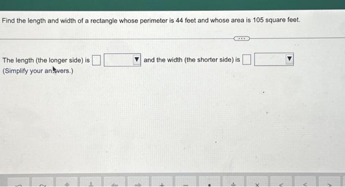 Solved Find the length and width of a rectangle whose | Chegg.com