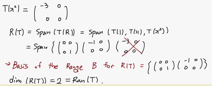 Solved Ex) T:P2(R) M2×2(R) by T(f(x))=(f(1)=f(2)00f(0)). | Chegg.com