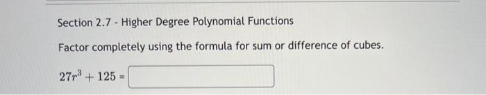 Solved Section 2.7 - Higher Degree Polynomial Functions | Chegg.com