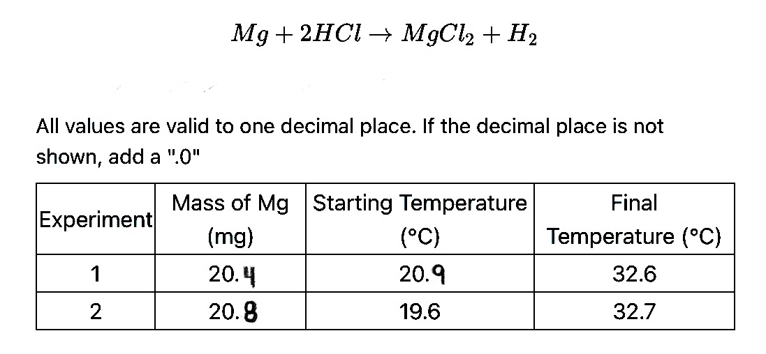 Solved using the contained data from two experimental runs | Chegg.com