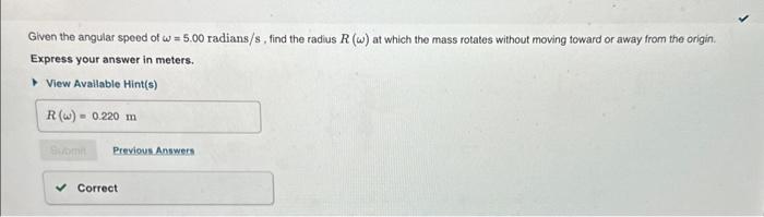 Given the angular speed of ω=5.00 radians /s, find | Chegg.com