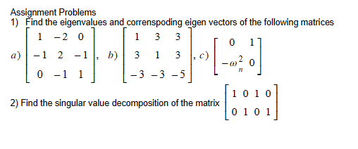 Assignment ProblemsFind the eigenvalues and | Chegg.com
