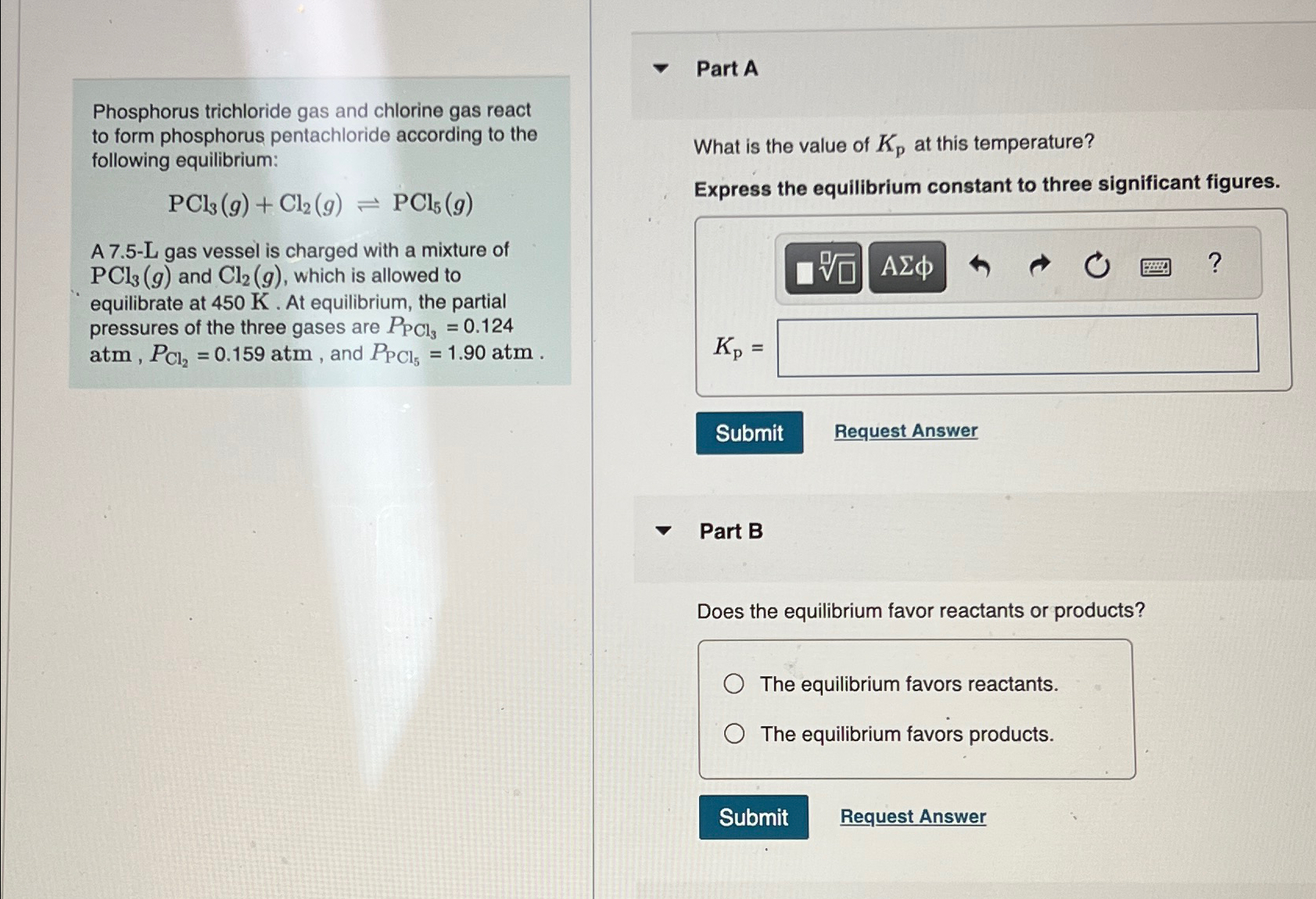 Solved Phosphorus trichloride gas and chlorine gas react to | Chegg.com