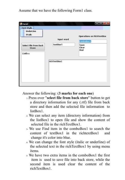 Solved Assume that we have the following Form1 class. Answer | Chegg.com