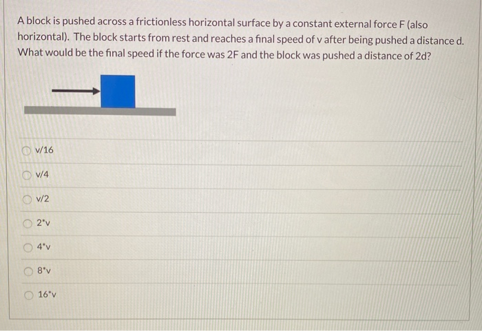 Solved A block is pushed across a frictionless horizontal | Chegg.com