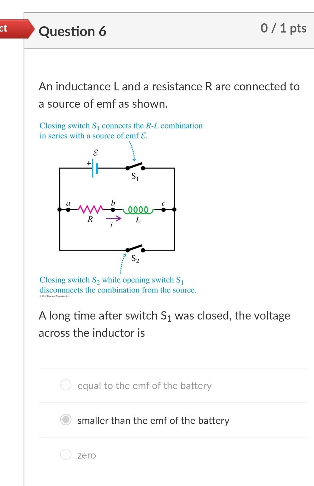 Solved ct Question 6 0 / 1 pts An inductance Land a | Chegg.com
