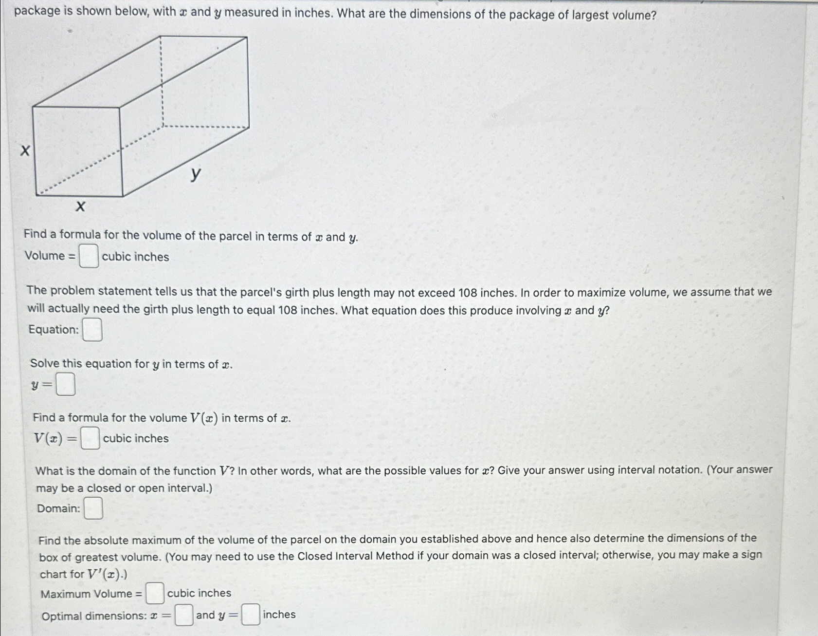 Solved package is shown below, with x ﻿and y ﻿measured in | Chegg.com