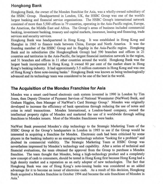 Mondex - The Electronic Cash System It was November | Chegg.com