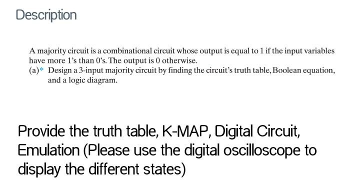 Solved Description A majority circuit is a combinational | Chegg.com