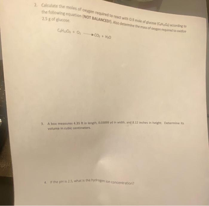 Solved 2. Calculate the moles of oxygen required to react | Chegg.com