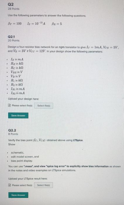 Solved Q2 29 Points Use the following parameters to answer | Chegg.com