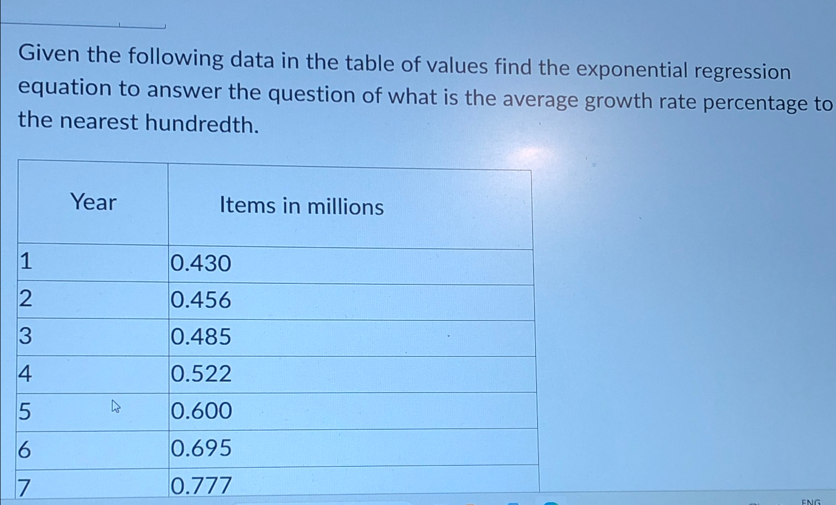 Solved Given the following data in the table of values find | Chegg.com