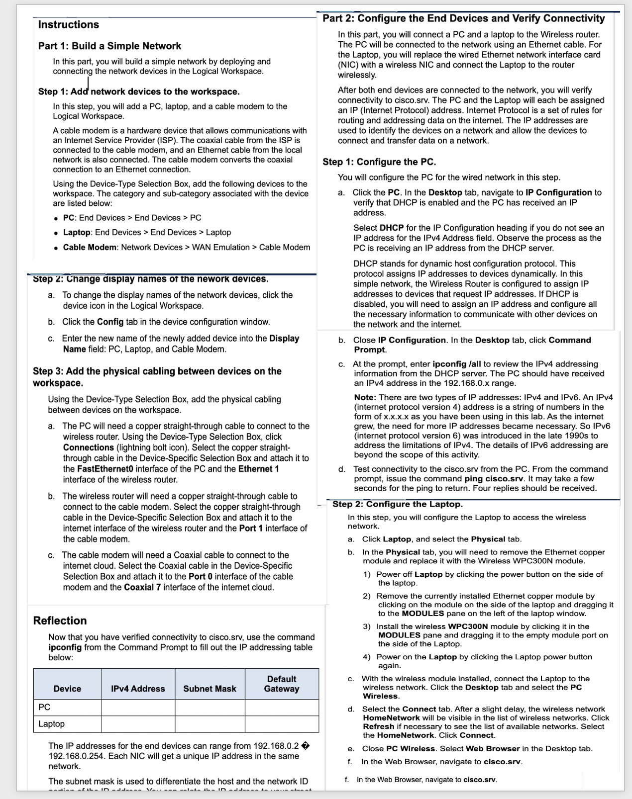 Solved Install Cisco packet tracer (you need to sign up for | Chegg.com