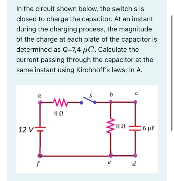 Solved In the circuit shown below, the switch s is closed to | Chegg.com