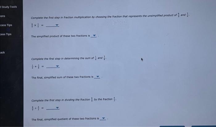 Solved Complete the first step in fraction multiplication by | Chegg.com
