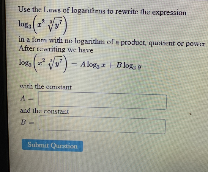 Solved Use the Laws of logarithms to rewrite the expression | Chegg.com