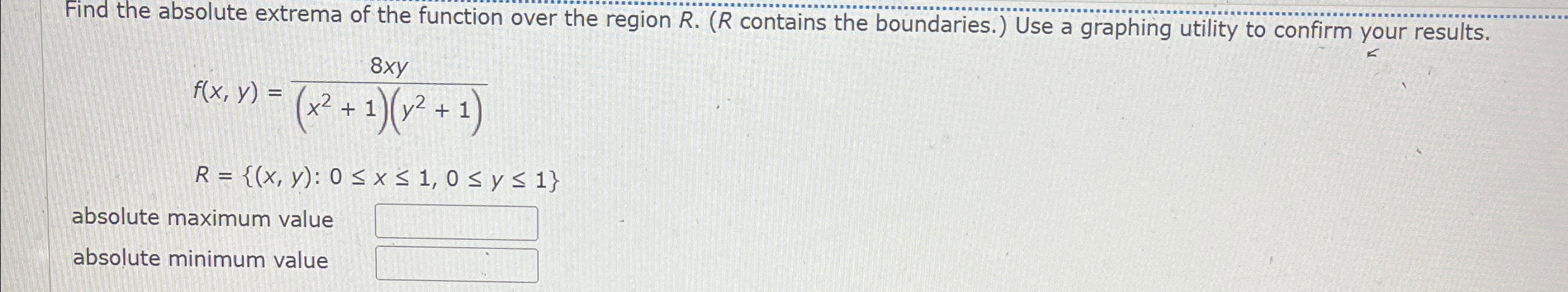 Solved Find the absolute extrema of the function over the | Chegg.com