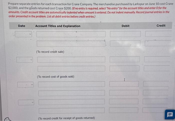 Solved Prepare separate entries for each transaction for | Chegg.com