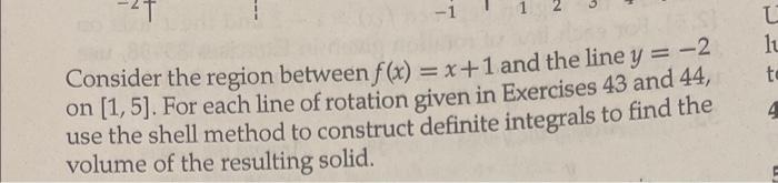 Solved Consider the region between f(x)=x+1 and the line | Chegg.com