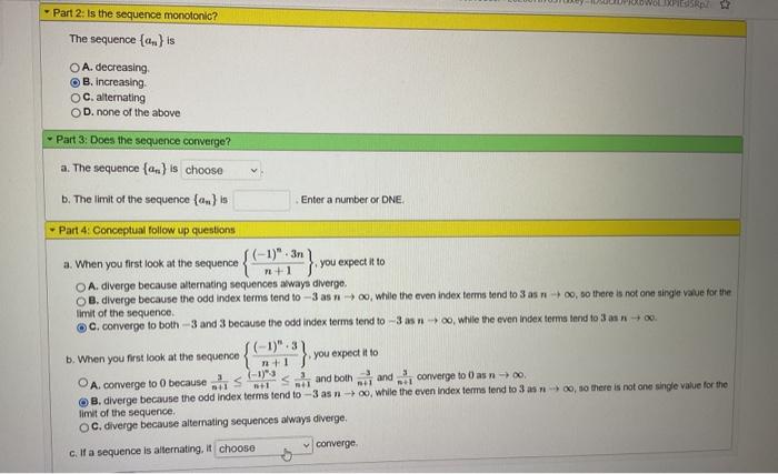 5 points) corisider the sequence {an}={n+1(−1)n⋅3n}. | Chegg.com
