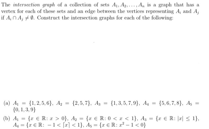 Solved The intersection graph of a collection of sets A1, | Chegg.com