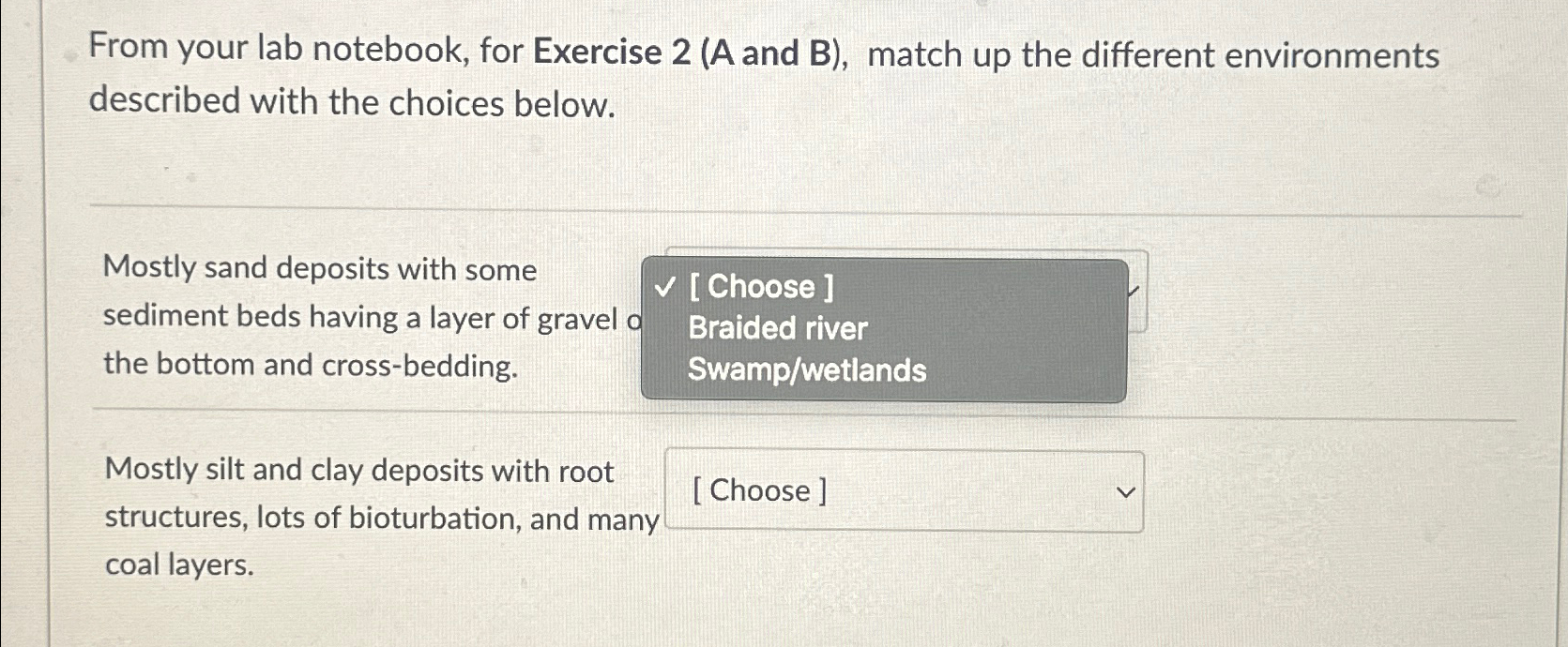 Solved From your lab notebook, for Exercise 2 (A and B), | Chegg.com