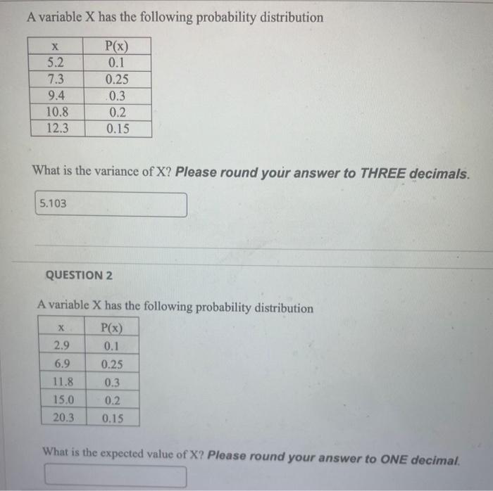 Solved A variable X has the following probability | Chegg.com
