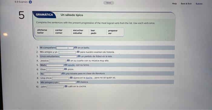 Complete the sentences whth the present progressive | Chegg.com
