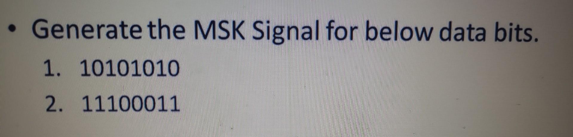 Solved - Generate the MSK Signal for below data bits. 1. | Chegg.com