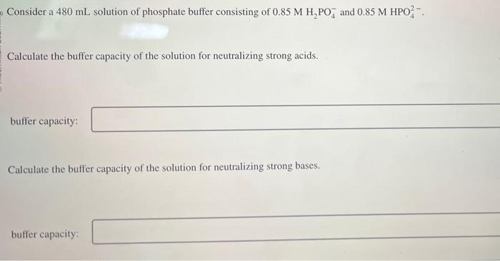 Solved Consider a 480 mL solution of phosphate buffer | Chegg.com
