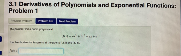 Solved 3.1 Derivatives of Polynomials and Exponential | Chegg.com