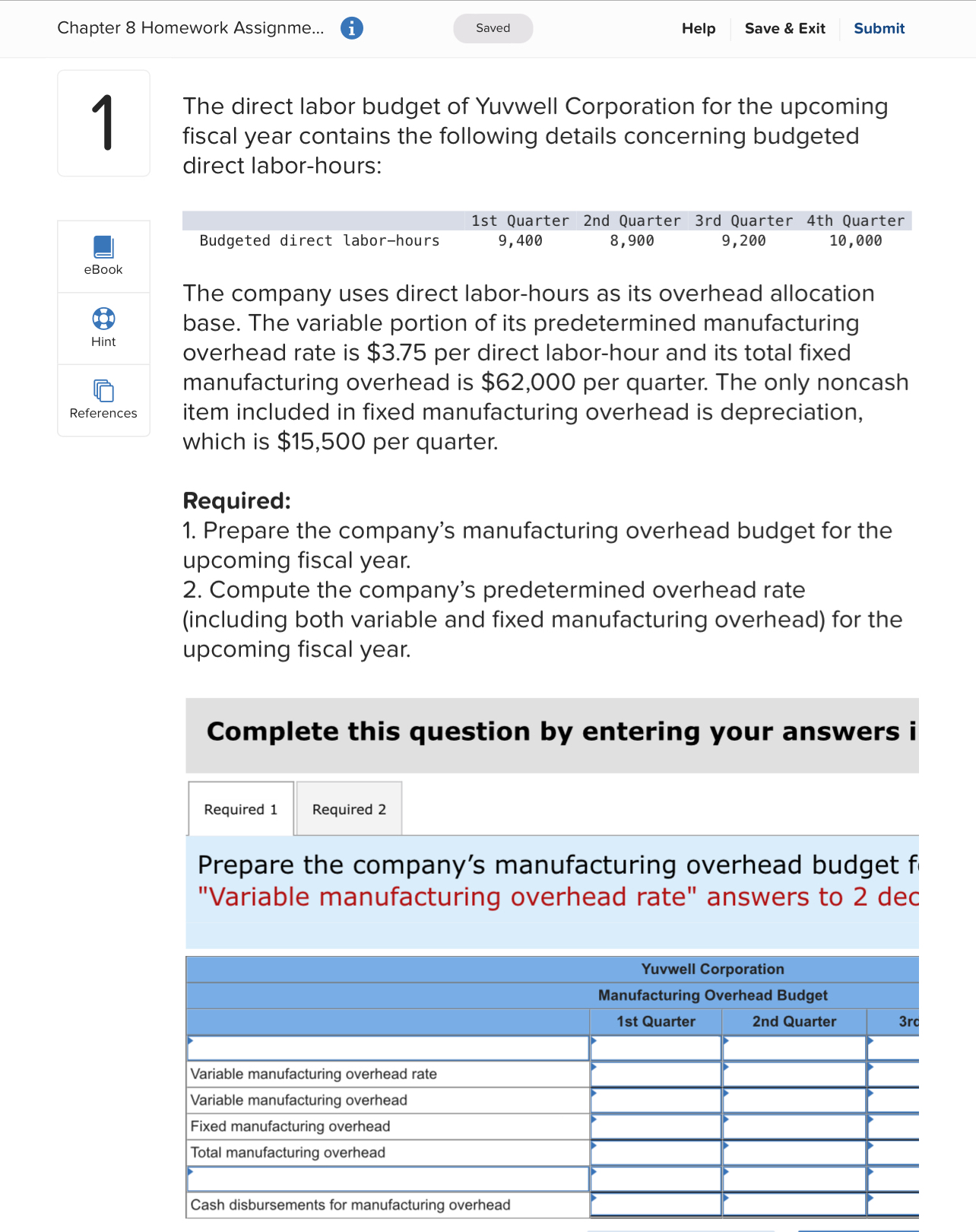 Solved Chapter 8 ﻿Homework Assignme...(i)HelpSave & | Chegg.com