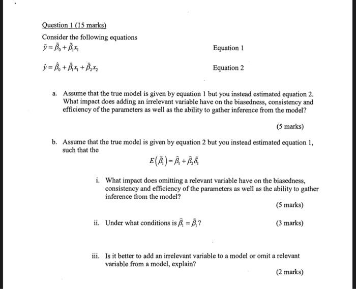 Solved Question 1 (15 marks) Consider the following | Chegg.com Solved Question 1 (15 marks) Consider the following | Chegg.com