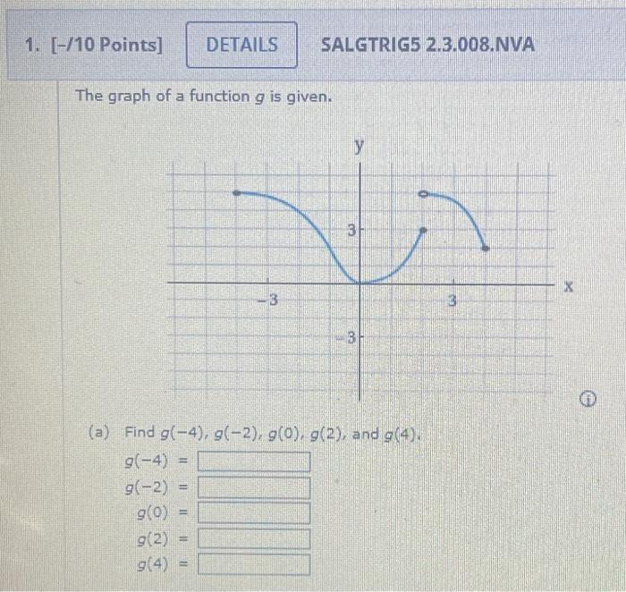Solved (c) Find the values of x for which g(x)=5. (Enter | Chegg.com
