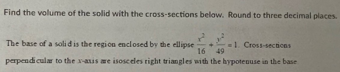 Solved Find the volume of the solid with the cross-sections | Chegg.com