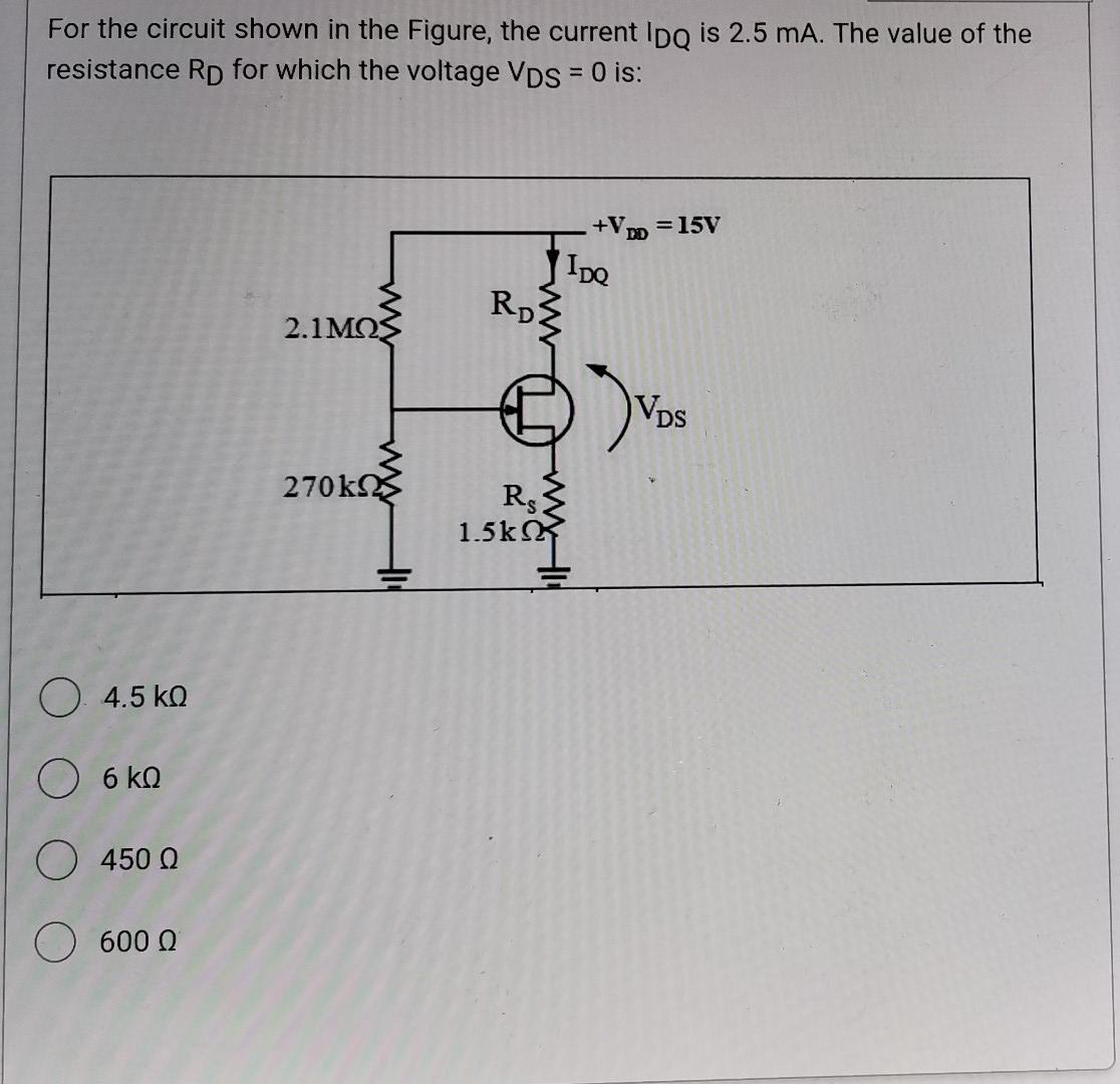 Solved For the circuit shown in the Figure, the current IDQ | Chegg.com