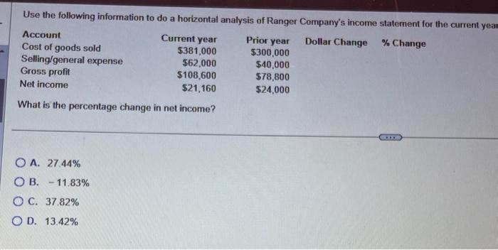 Solved Use the following information to do a horizontal | Chegg.com