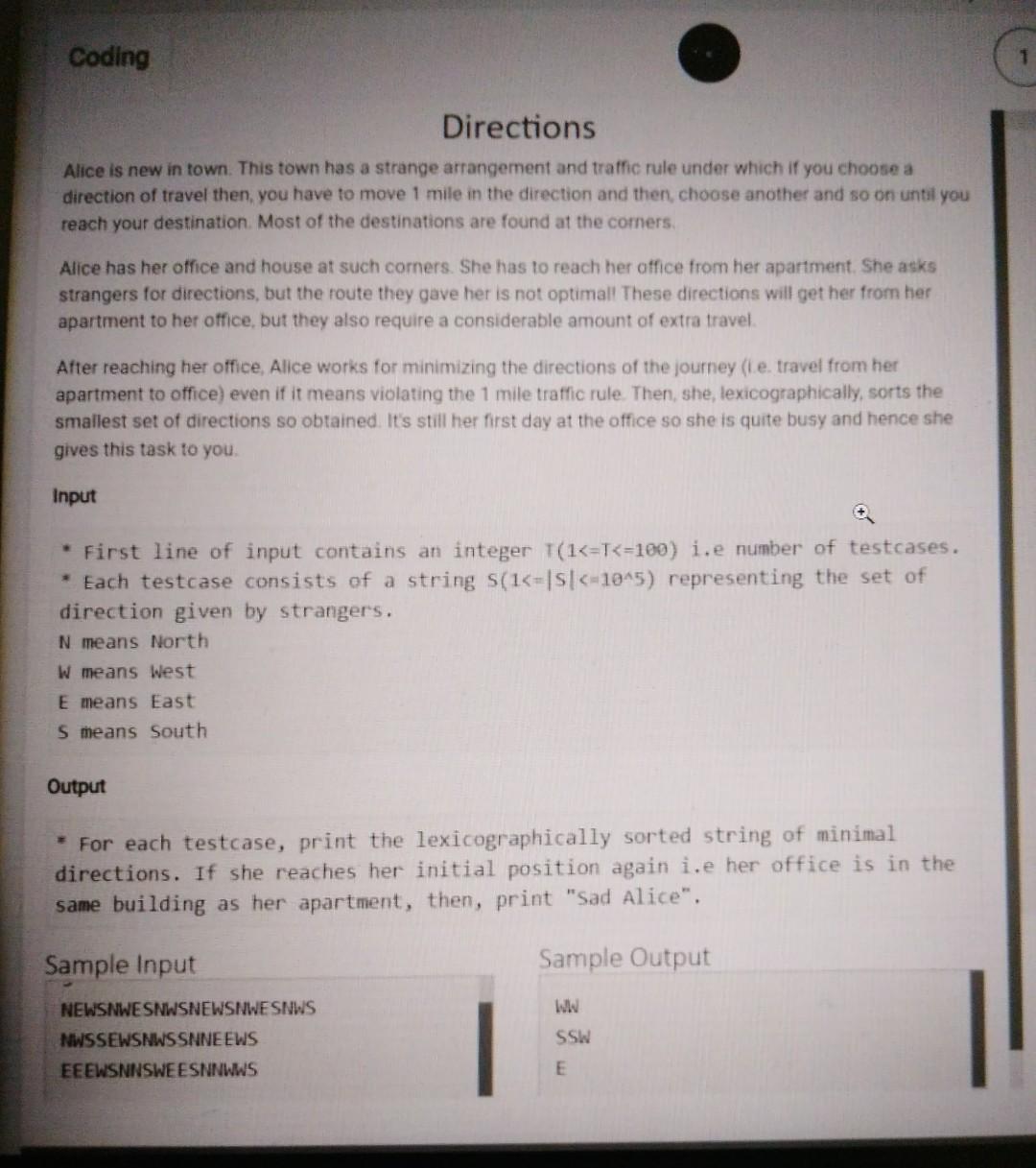 - First line of input contains an integer | Chegg.com